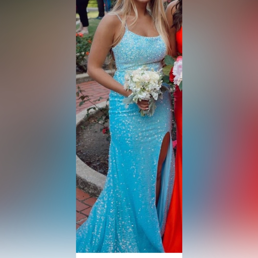 Amarra Light Blue Sequin Formal Gown - Gem